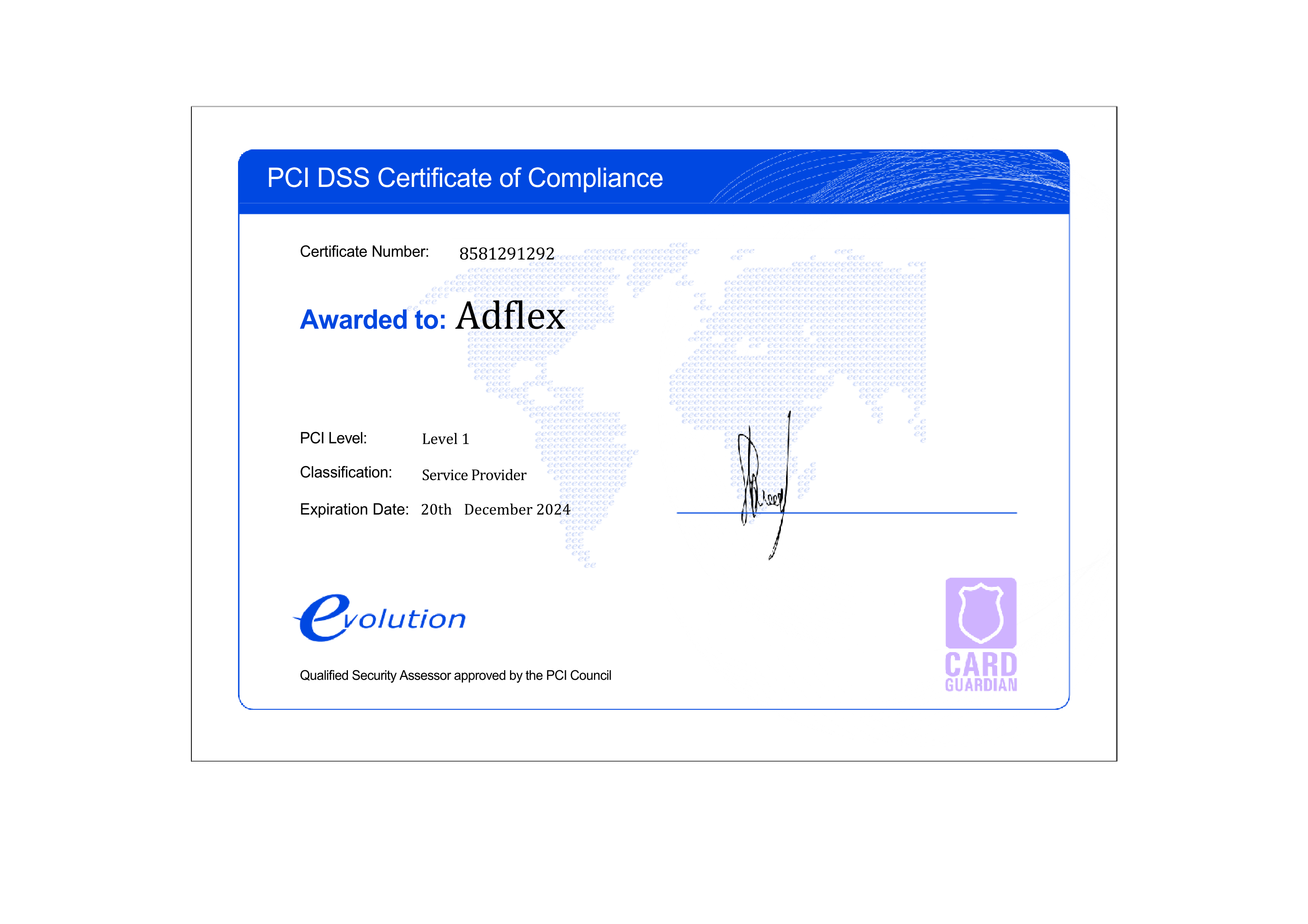 Adflex PCI-DSS accreditation